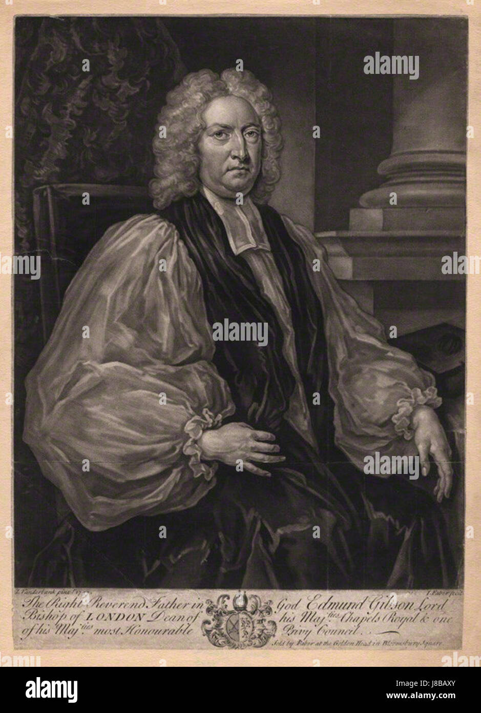 This engraving features Edmund Gibson, created by John Faber Jr., after ...