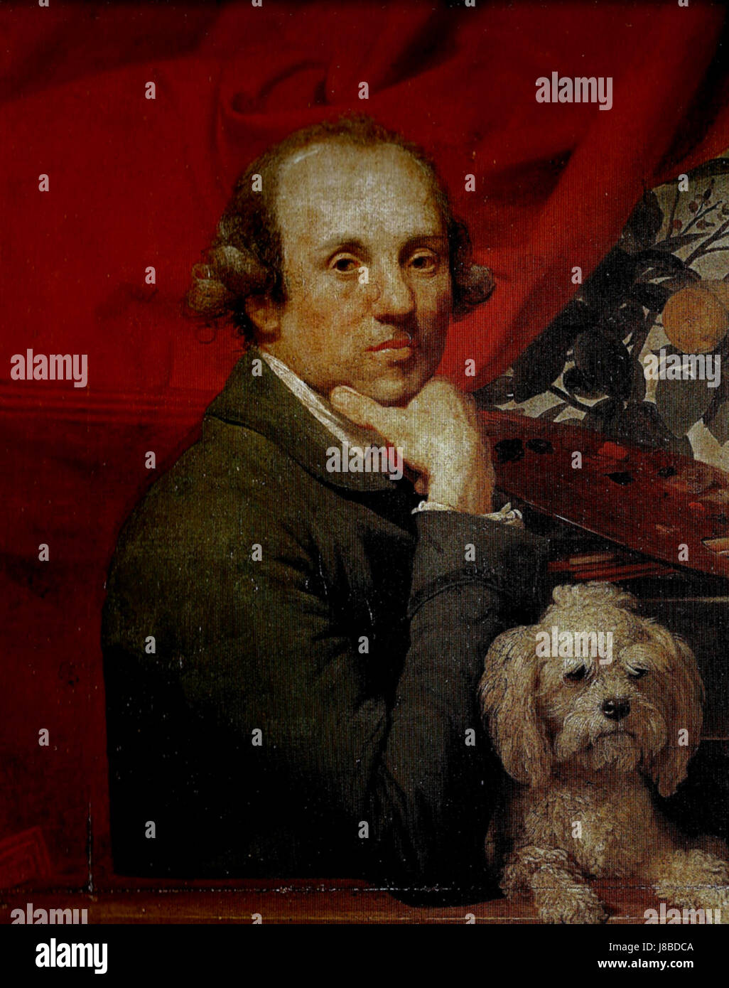 This self-portrait by Johan Zoffany depicts the artist with his dog ...