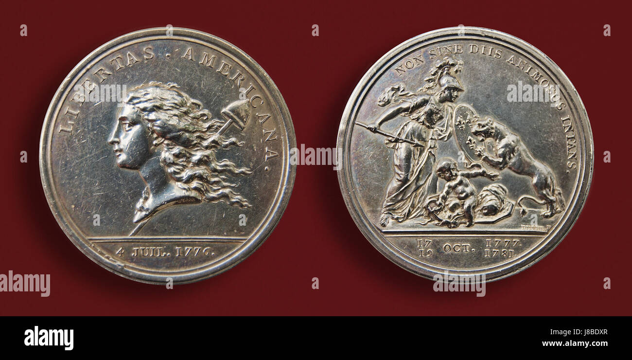 The Libertas Americana silver medallion, issued in 1783, commemorates ...