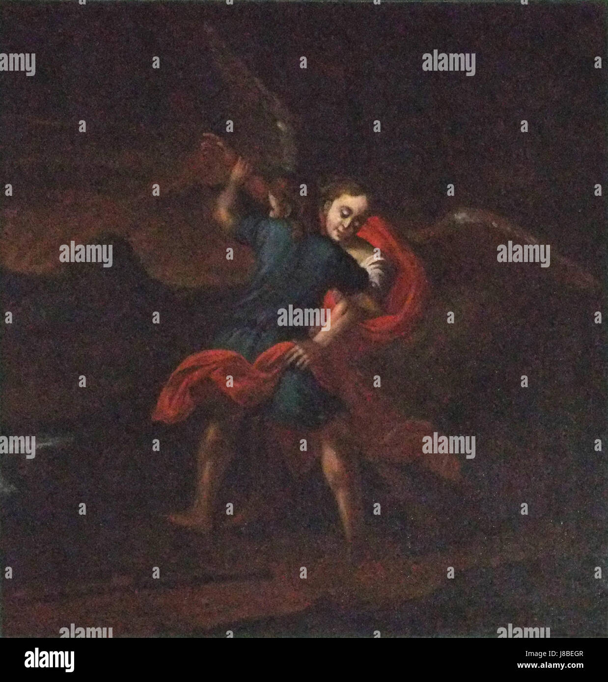 An artwork by J.F. Glocker, depicting 'The Struggle of Jacob with the ...