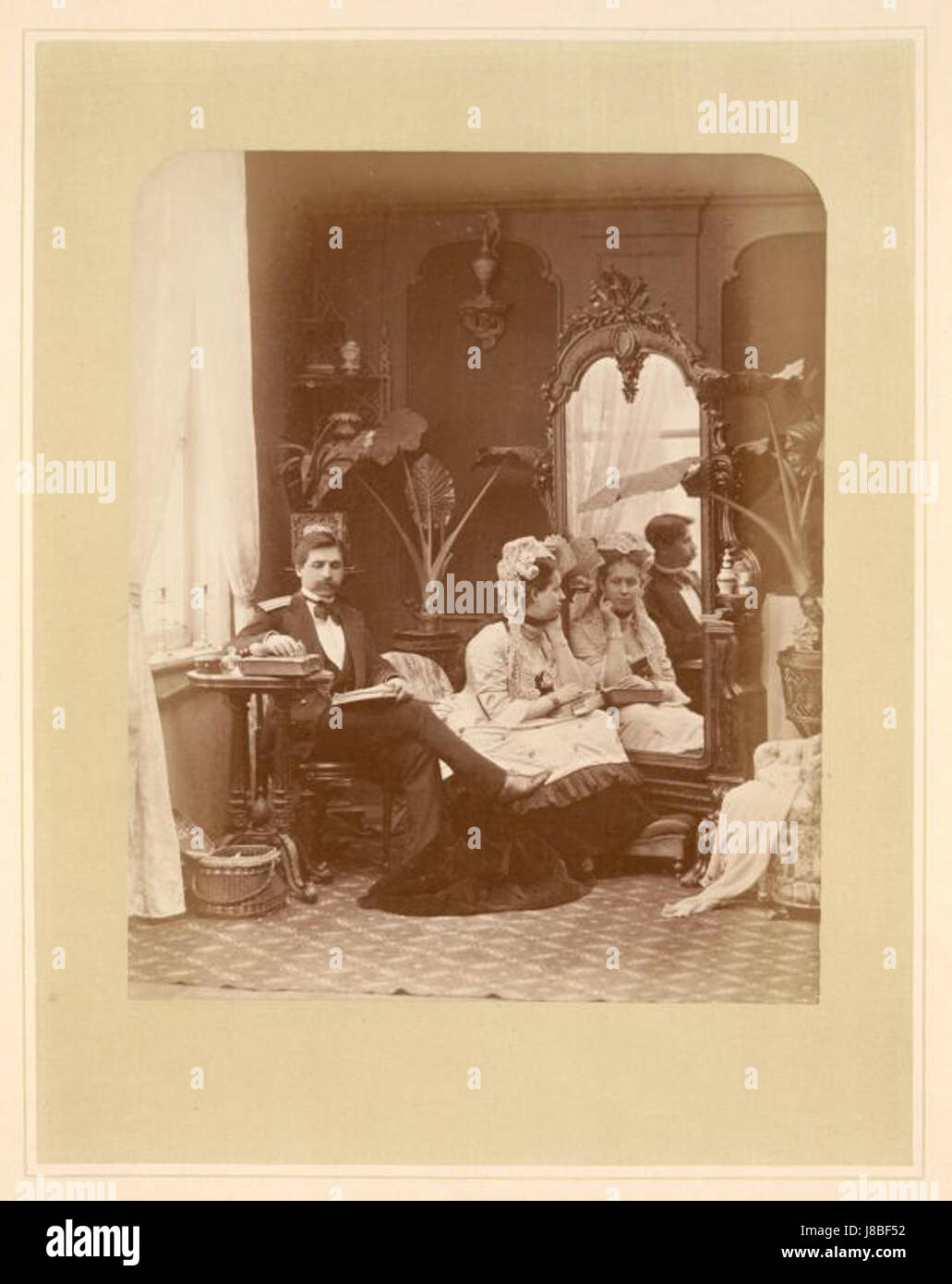 The double portrait at the mirror features two figures reflected in a ...