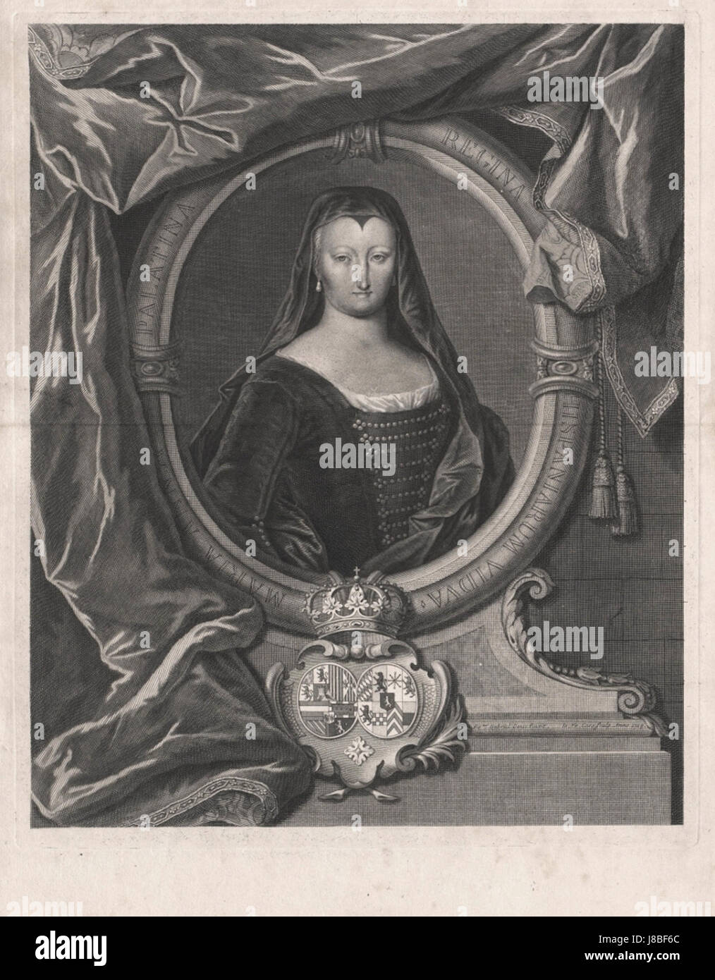 This drawing depicts the Dowager Queen of Spain, who reigned from 1667 ...
