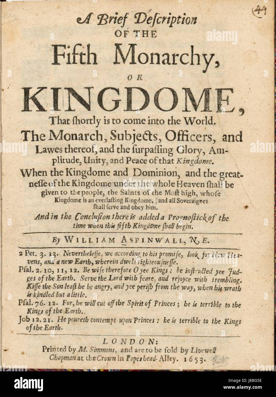 The Fifth Monarchy refers to a short-lived political movement in 17th ...