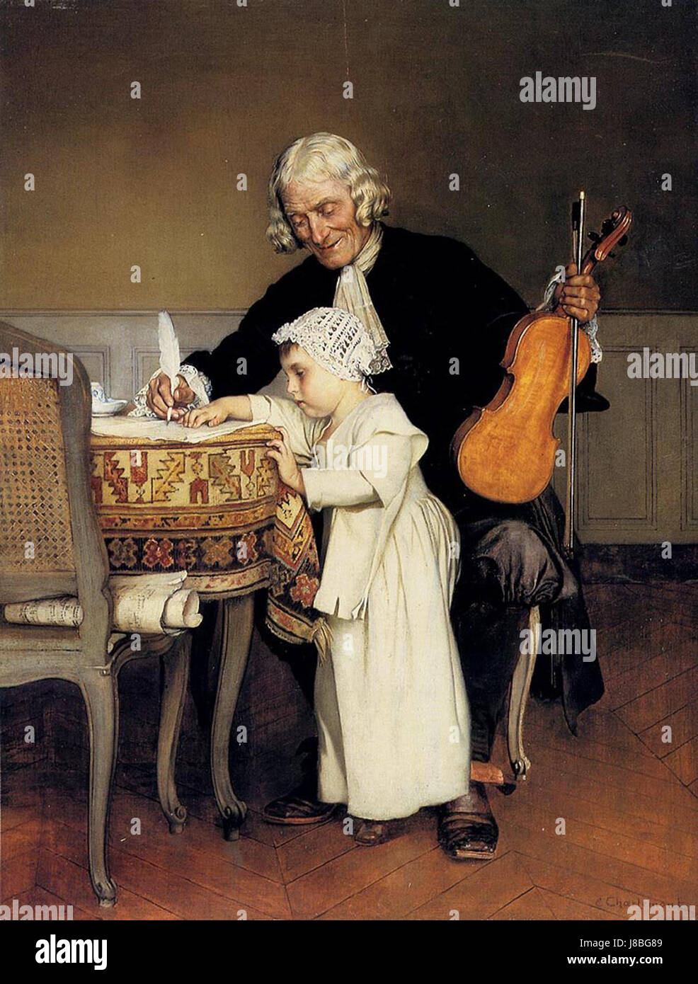 'The Music Lesson' by Eduard Charlemont is an artwork that portrays a ...