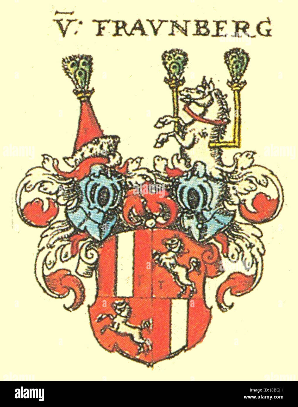 An illustration from Siebmacher's heraldic work, showing the Fraunberg ...