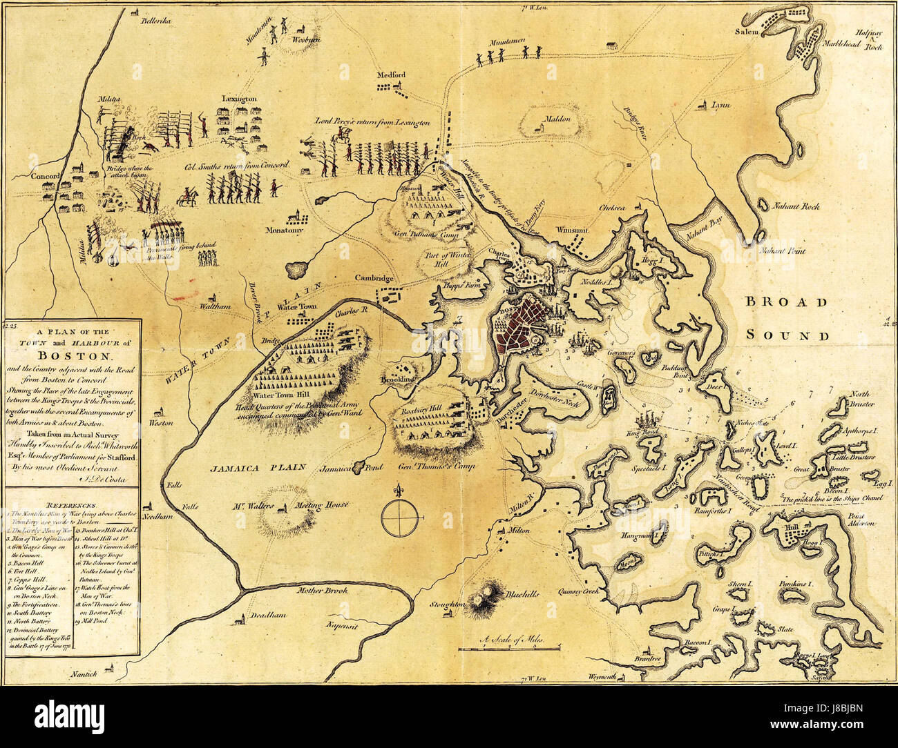 Lexington concord map hi-res stock photography and images - Alamy