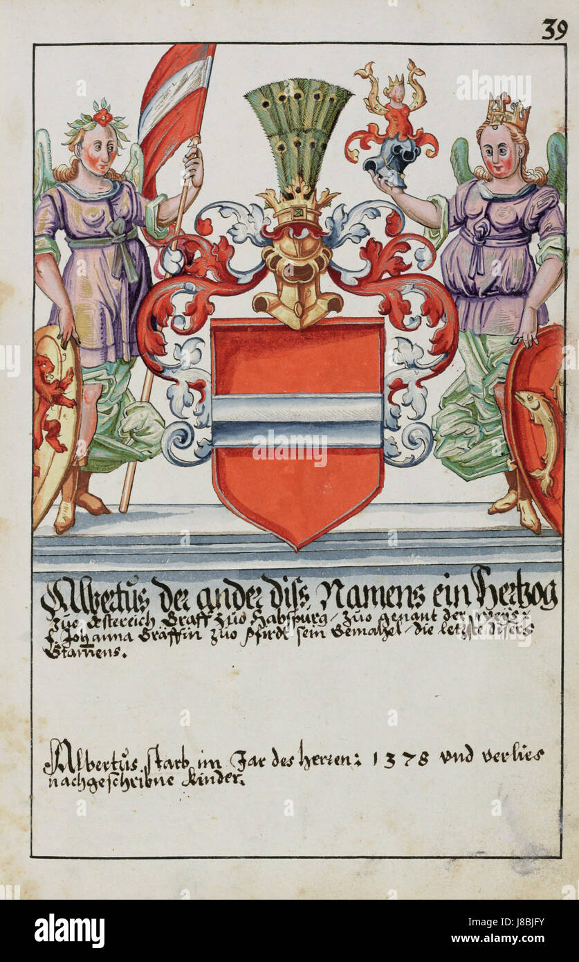 Habsburger Wappenbuch Fisch saa V4 1985 039r Stock Photo - Alamy