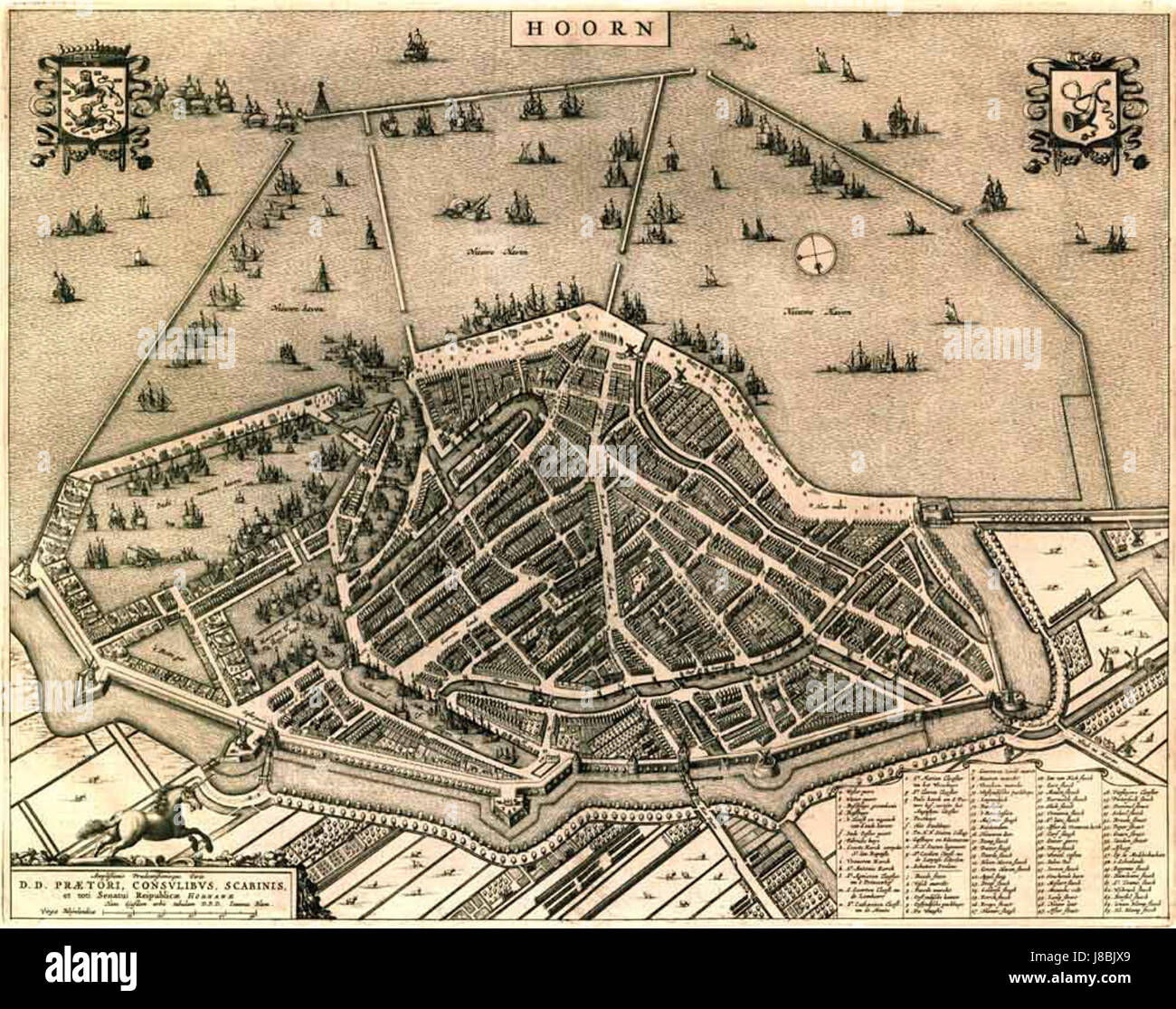 This 1649 map of Hoorn, created by Blaeu, showcases the town's layout ...