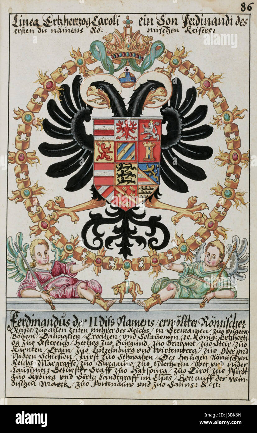 Habsburger Wappenbuch Fisch saa V4 1985 086r Stock Photo - Alamy