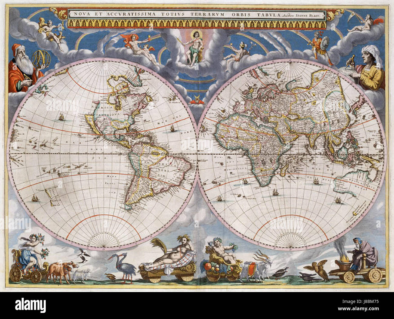 Johannes Blaeu World map 1664 Stock Photo - Alamy