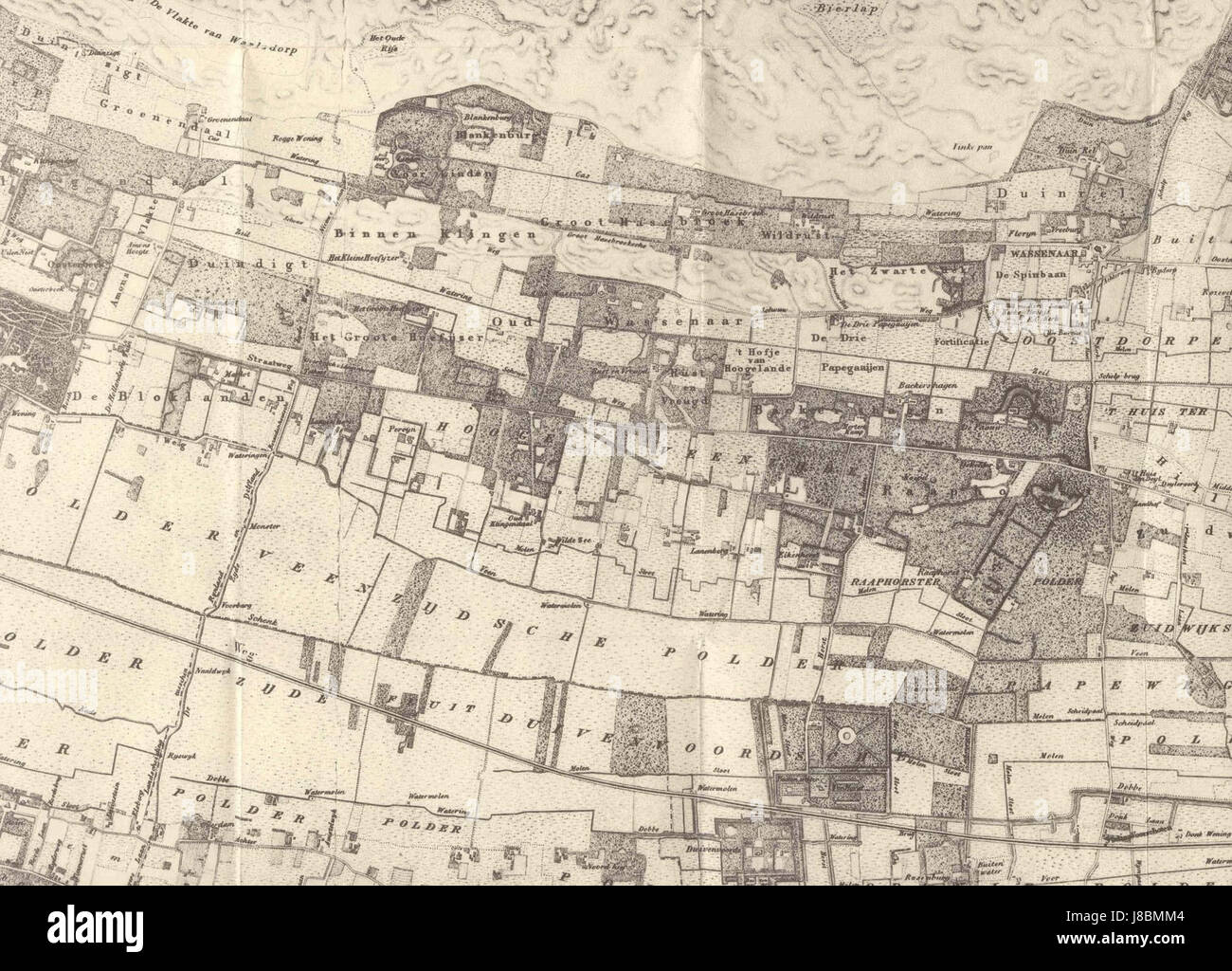 This 1839 map of Wassenaarse landgoederen shows the estates and land ...