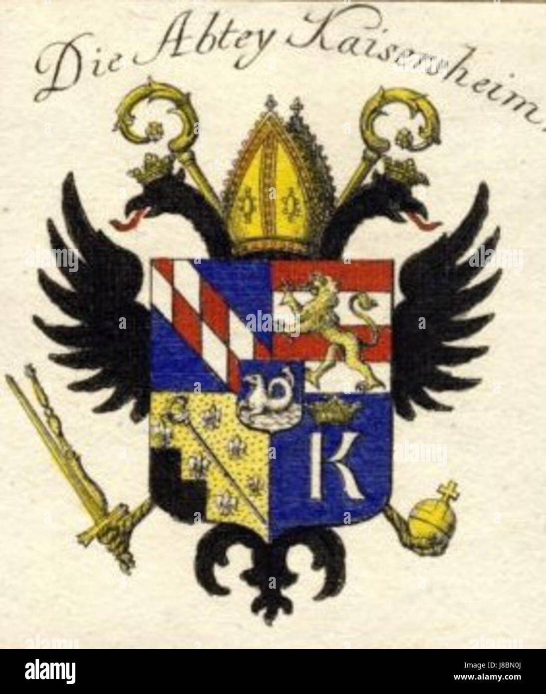The coat of arms of Kaisersheim Abbey represents the historical and ...