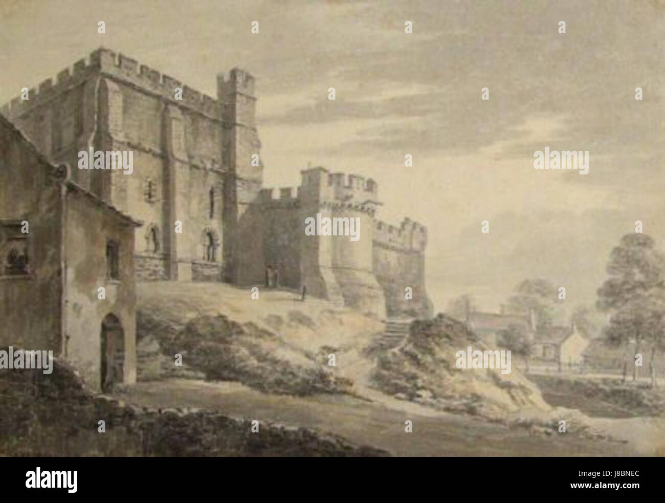 'Lancaster Castle from the South West 1778' is a historical view of the ...