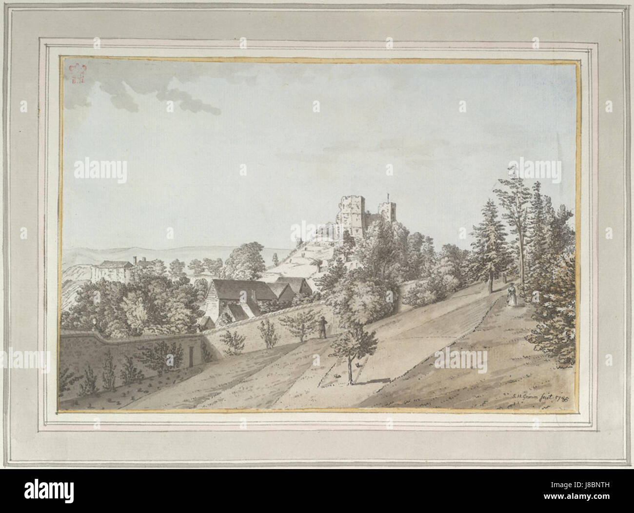 Lewes Castle by Samuel Hieronymus Grimm 1785 Stock Photo - Alamy