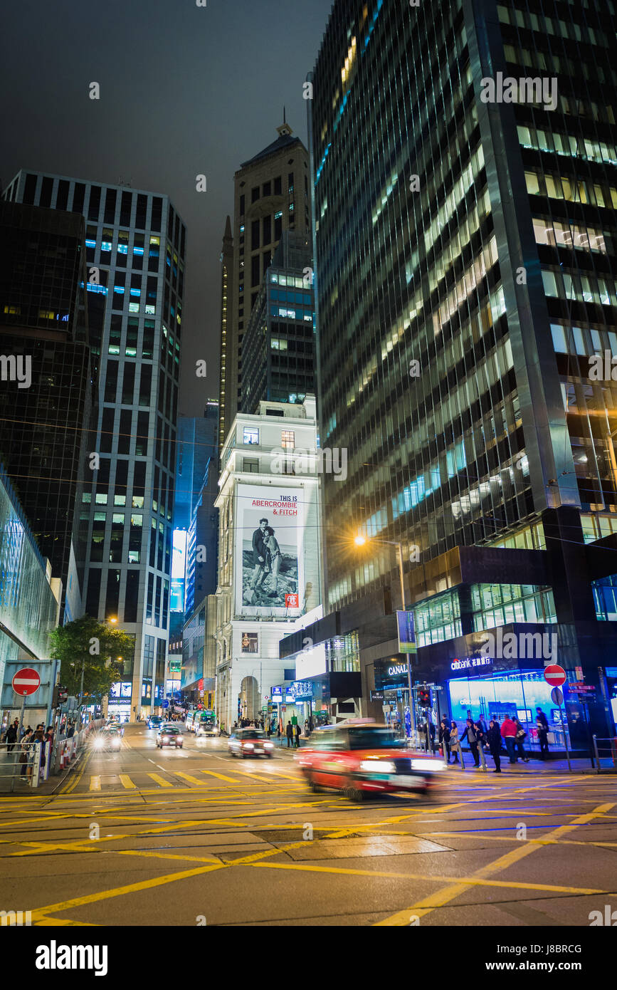 Traffic at night in Central, Hong Kong Stock Photo - Alamy