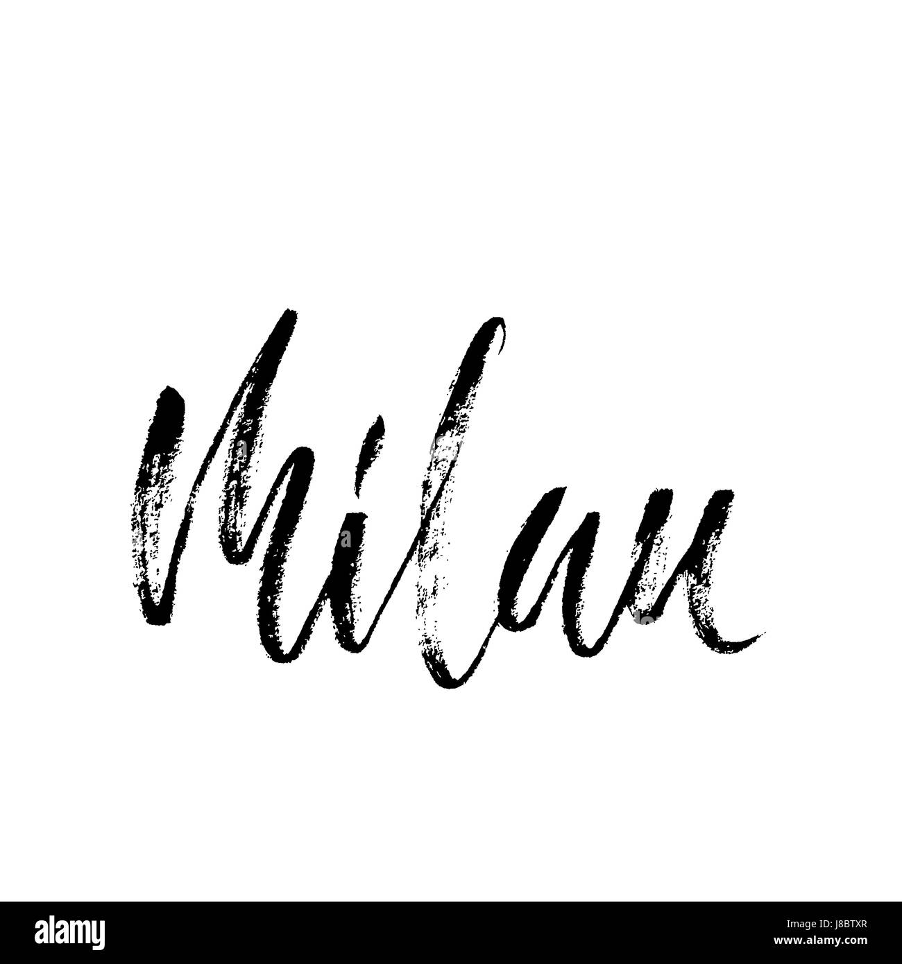 Milan, Italy. City typography lettering design. Hand drawn brush ...