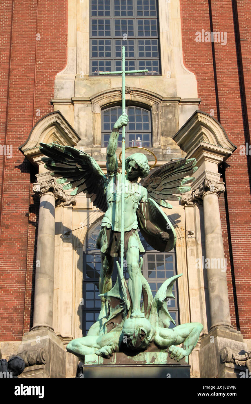 sculpture, angel, angels, hamburg, archangel, historical, church ...