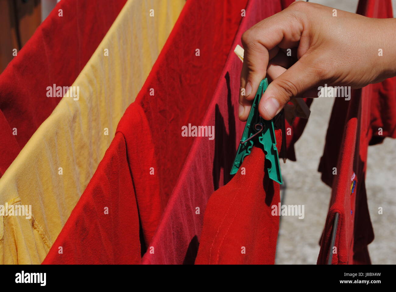 wash, washing, clothes, peg, wooden, hang out, clothing, woman, hand ...