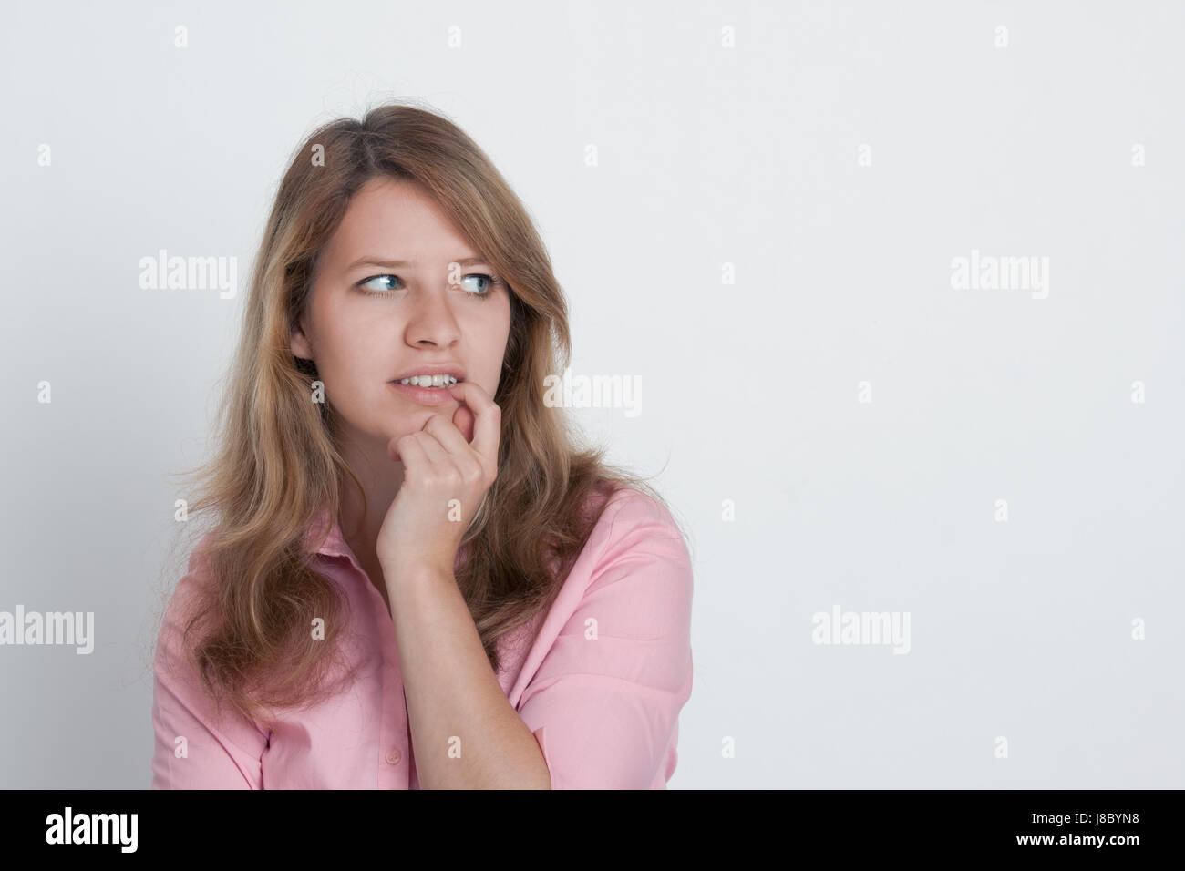 Emotions Shy Bashful Timid Woman Female Feeling Face Portrait