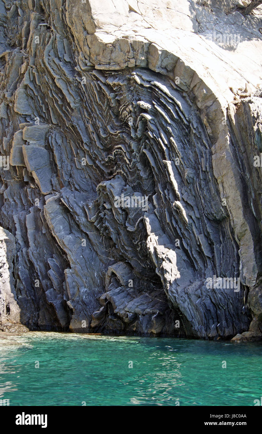 rock, coast, slate, limestone, layers, tectonics, isle, island, stone ...
