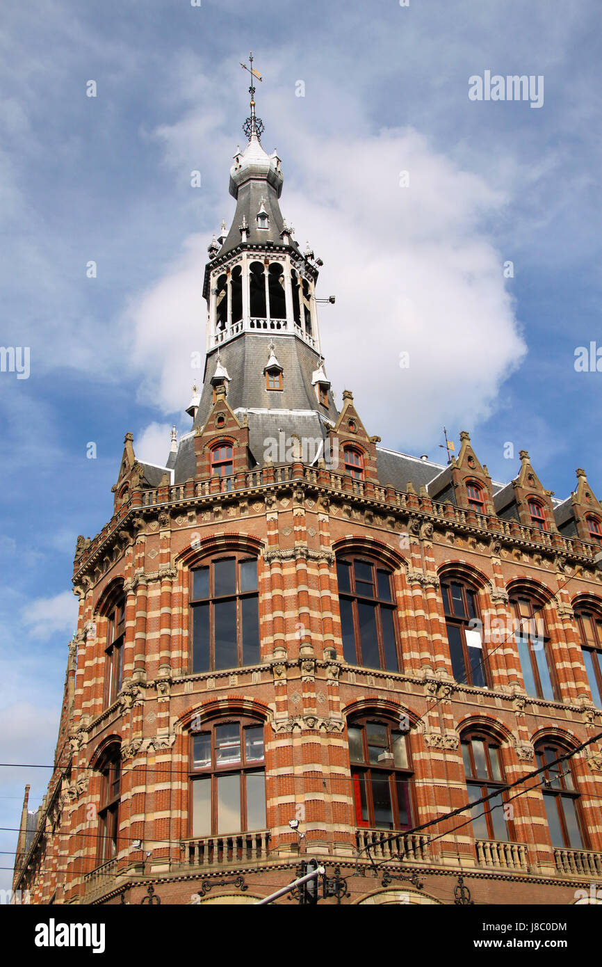 historical, holland, amsterdam, mail, ancient, post, brick, blue, tower ...