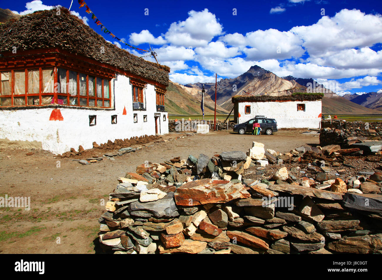 house, building, india, tibet, tradition, mountain, himalayas, blue ...