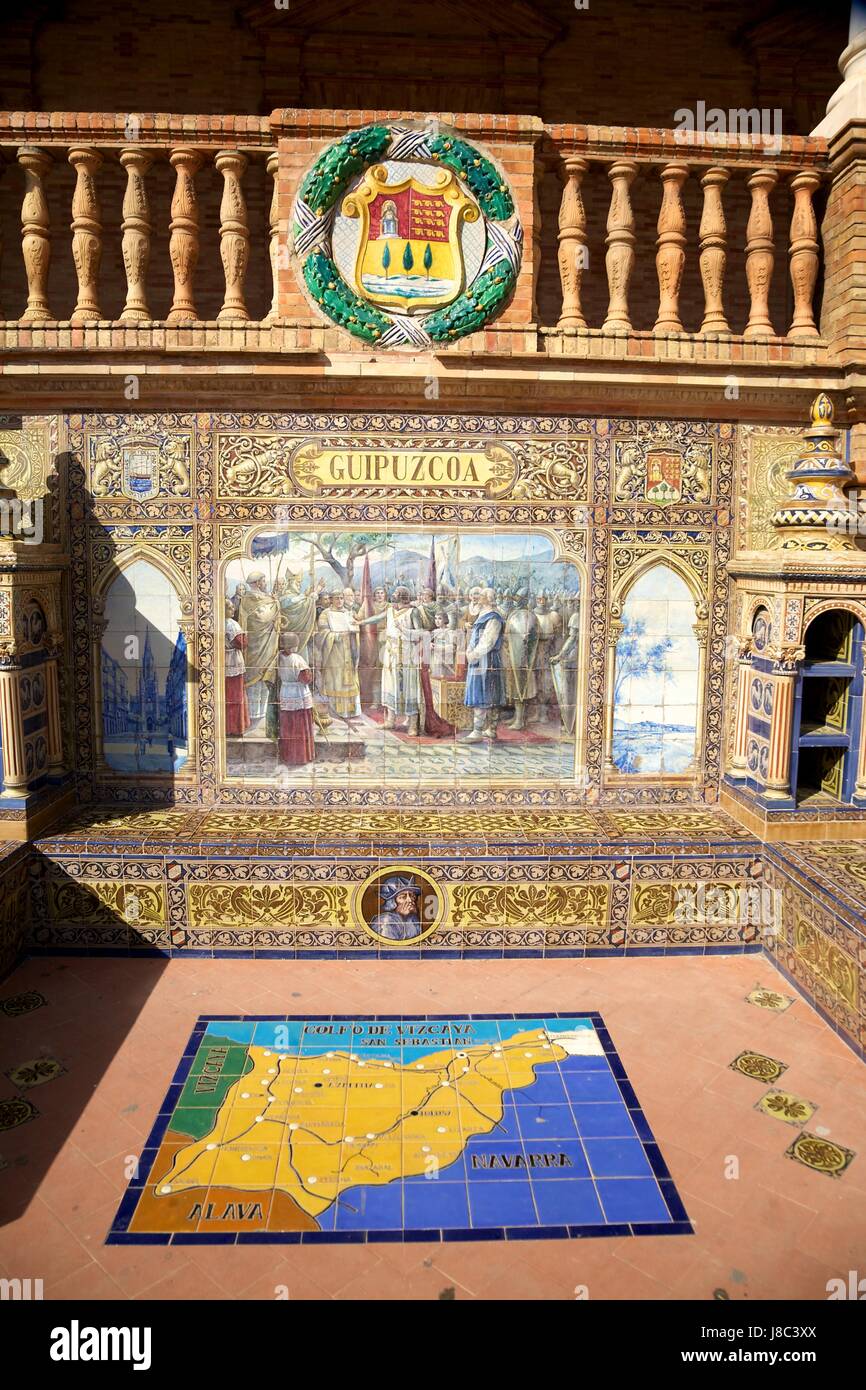 monument, spain, ceramics, seville, mosaics, mosaic, landmark, building ...