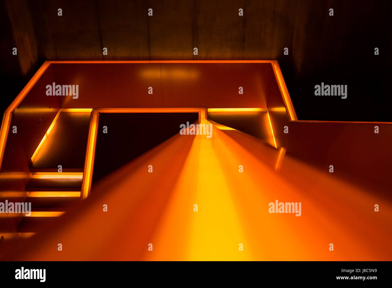 Illuminated staircase of the museum in the world heritage site "Zeche ...