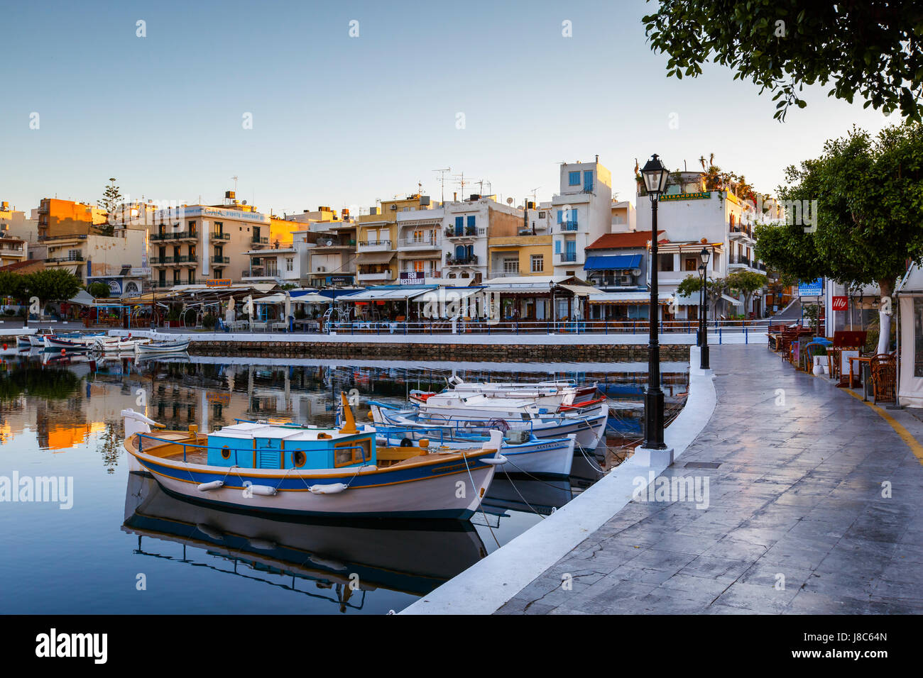 View of Agios Nikolaos and its harbor, Crete, Greece Stock Photo - Alamy