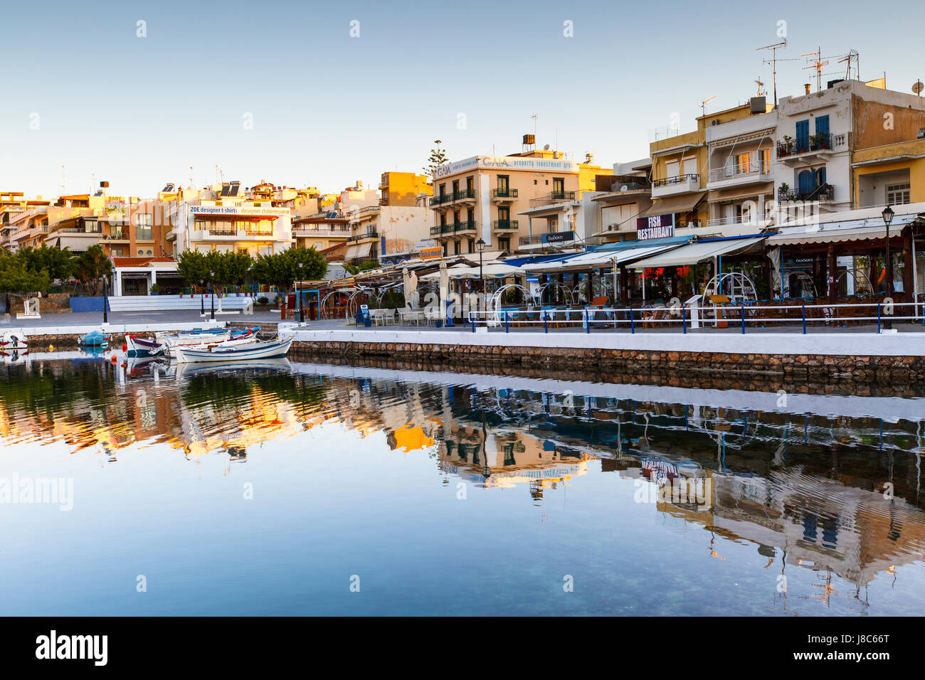View of Agios Nikolaos and its harbor, Crete, Greece Stock Photo - Alamy