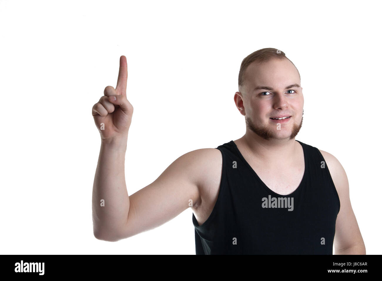 young man pointing at Stock Photo - Alamy