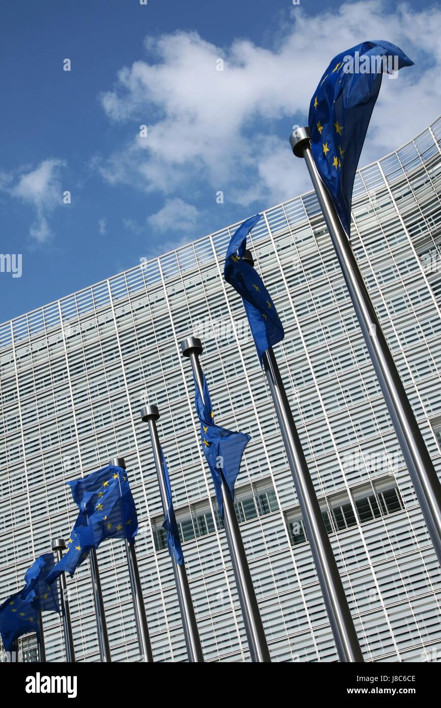 europe, office building, office block, block of offices, building, flag ...