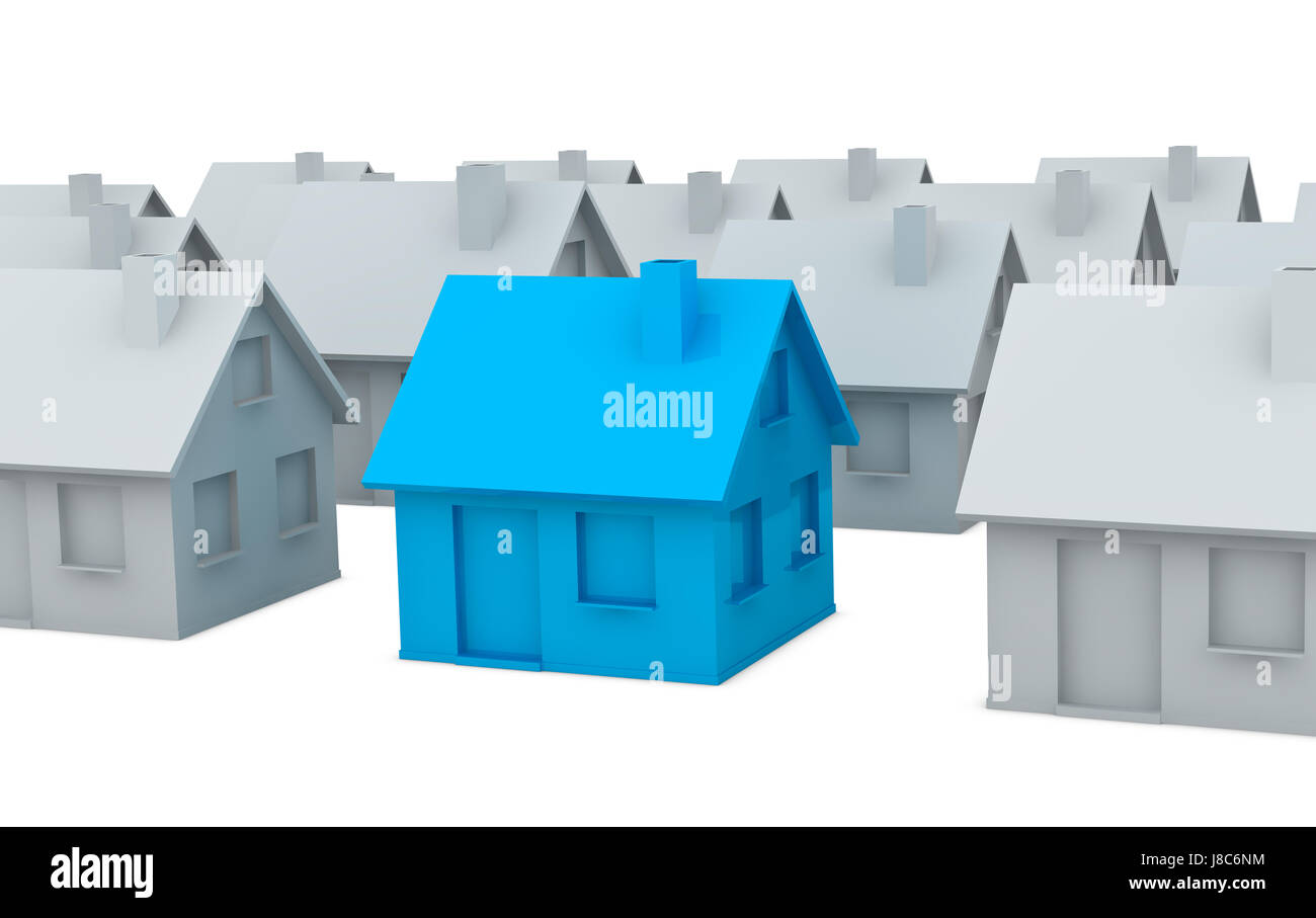 blue, house, building, object, isolated, model, design, project ...