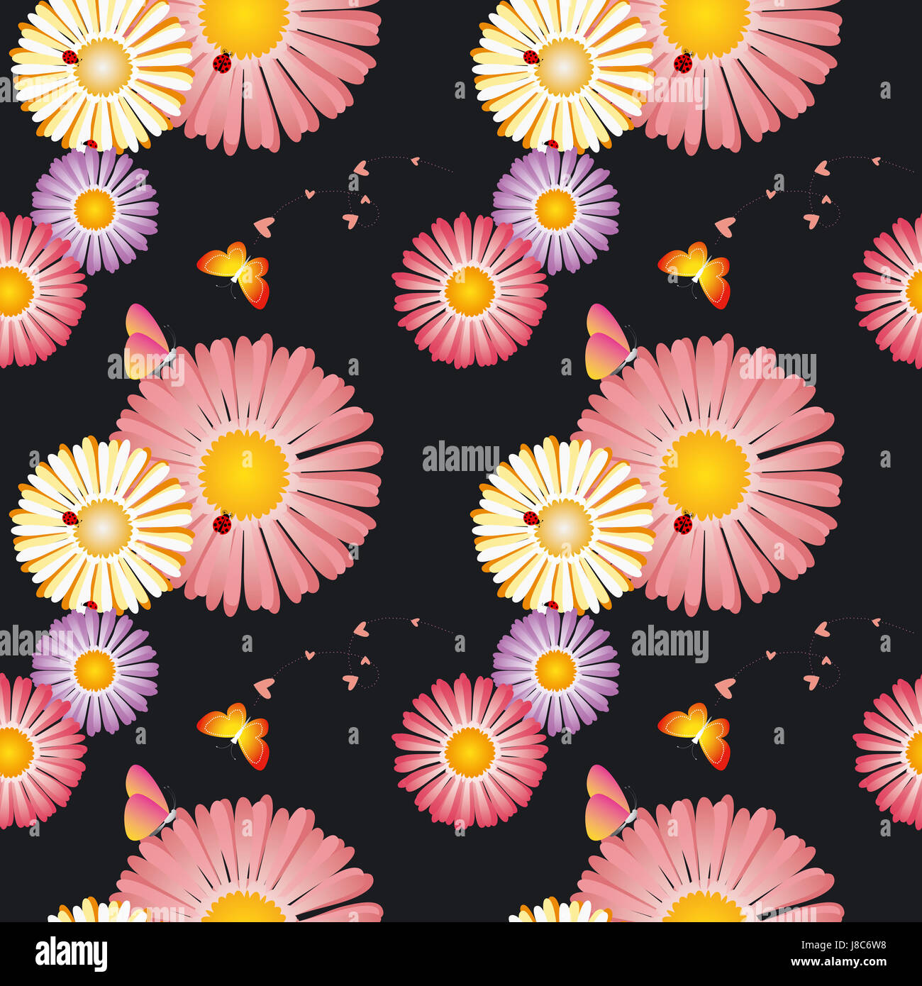 flower, plant, butterfly, abstract, pattern, seamless, ladybird ...