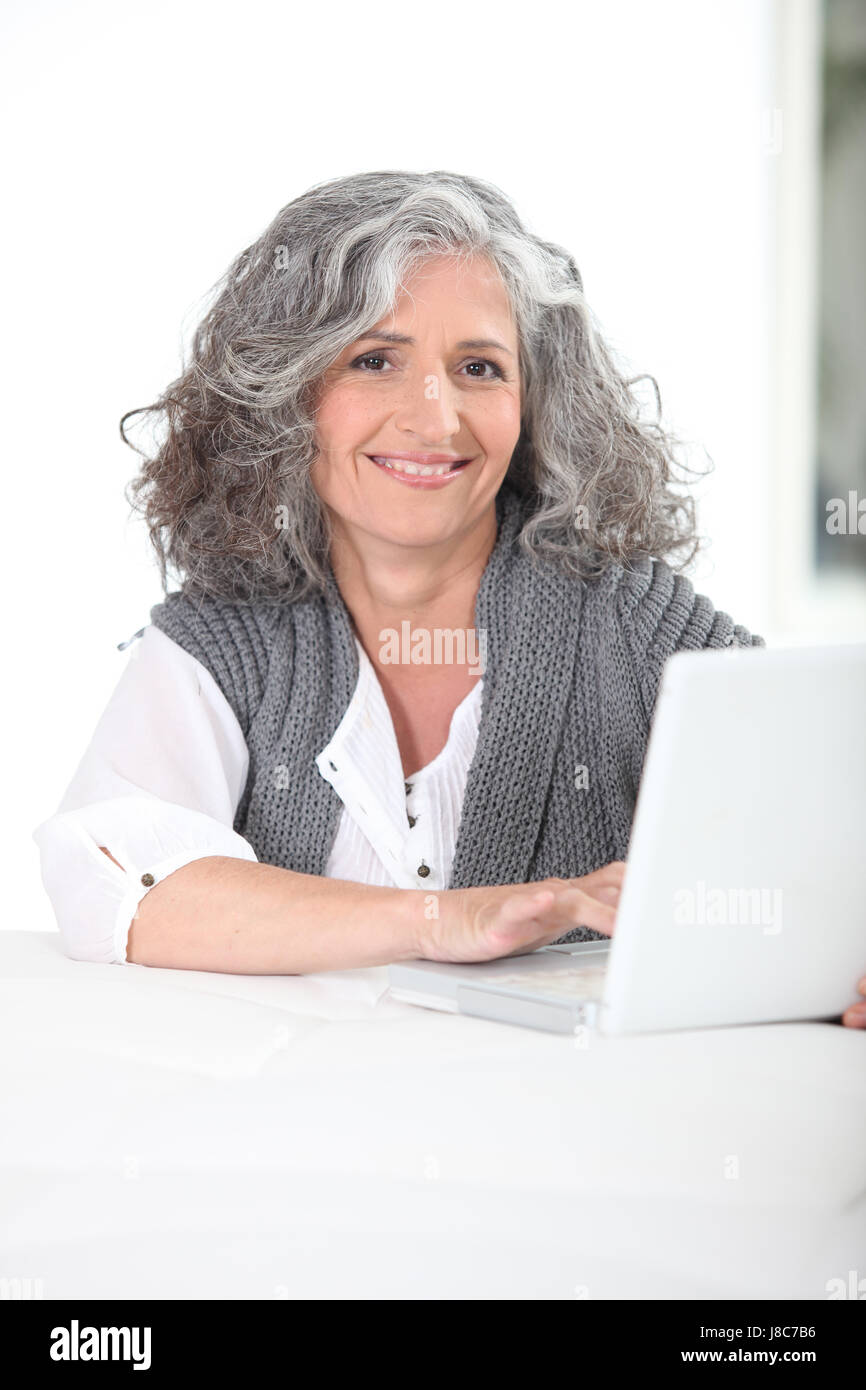 woman, laptop, notebook, computers, computer, type, salt, pepper, model ...