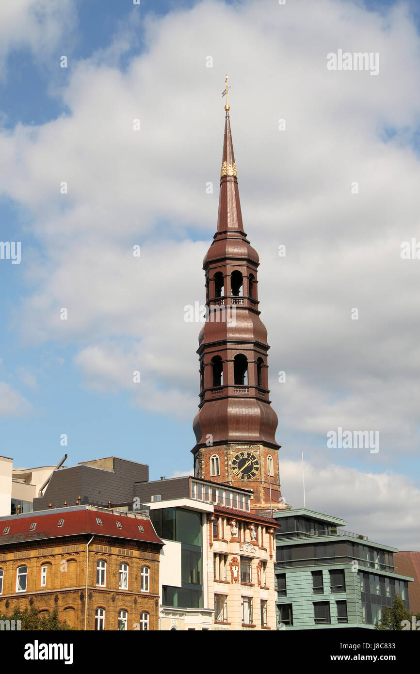 baroque, germany, german federal republic, hamburg, steeple, gothic ...