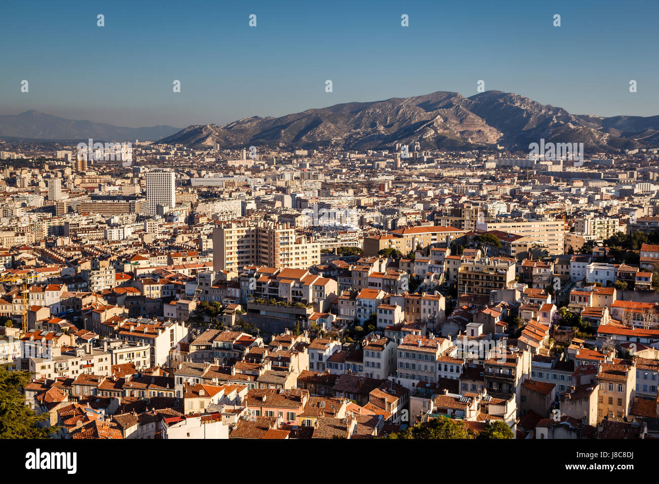 Aerial View of Marseille City and Mountains in Background, France Stock ...