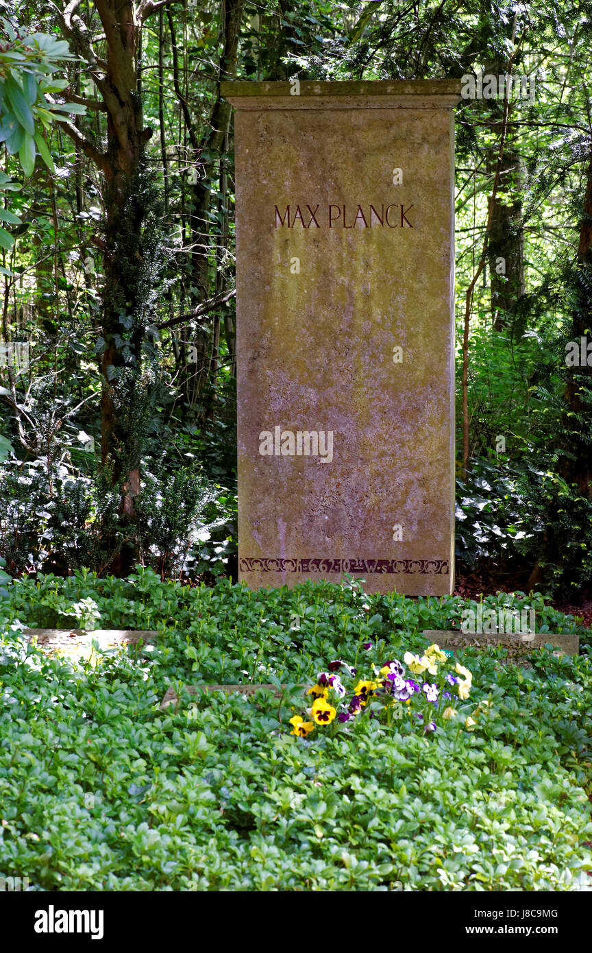 Max Planck monument on the municipal cemetery in the western part of ...