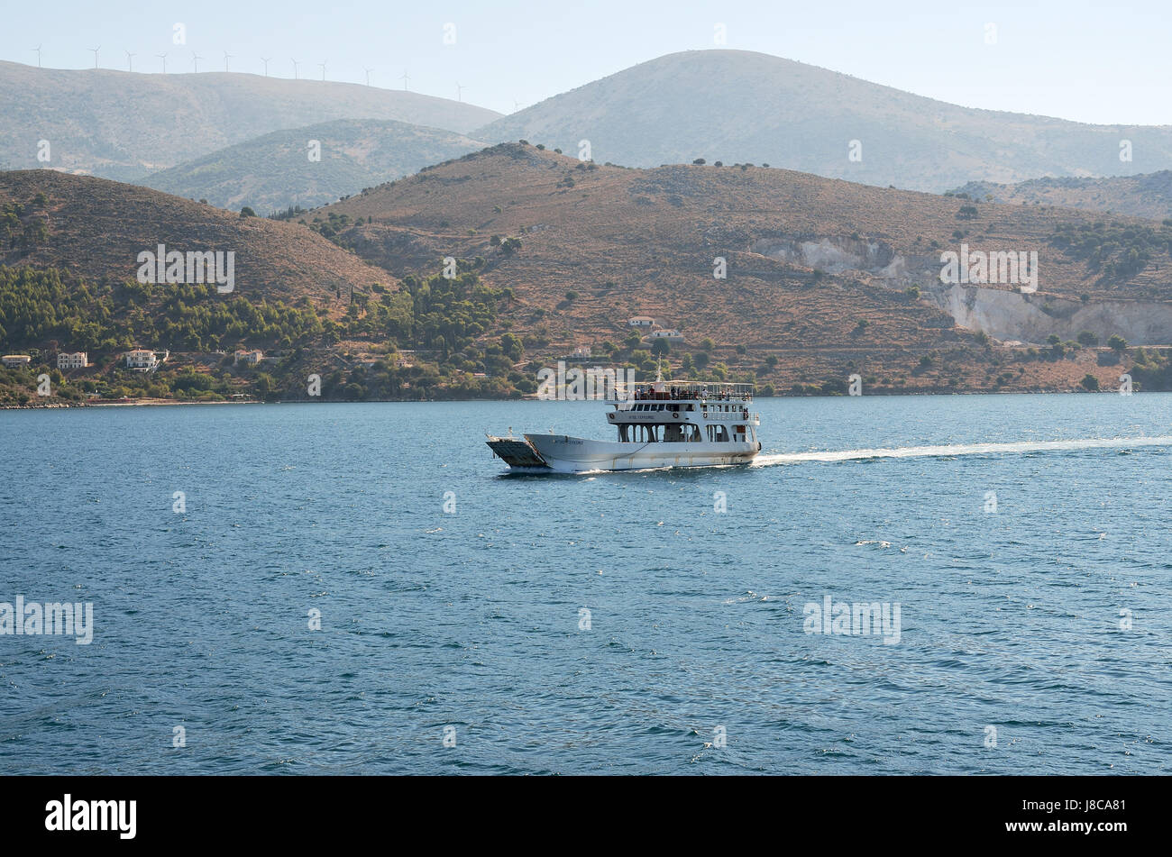 Ferryboat “Agios Gerasimos” that runs between the port of Lixouri and ...