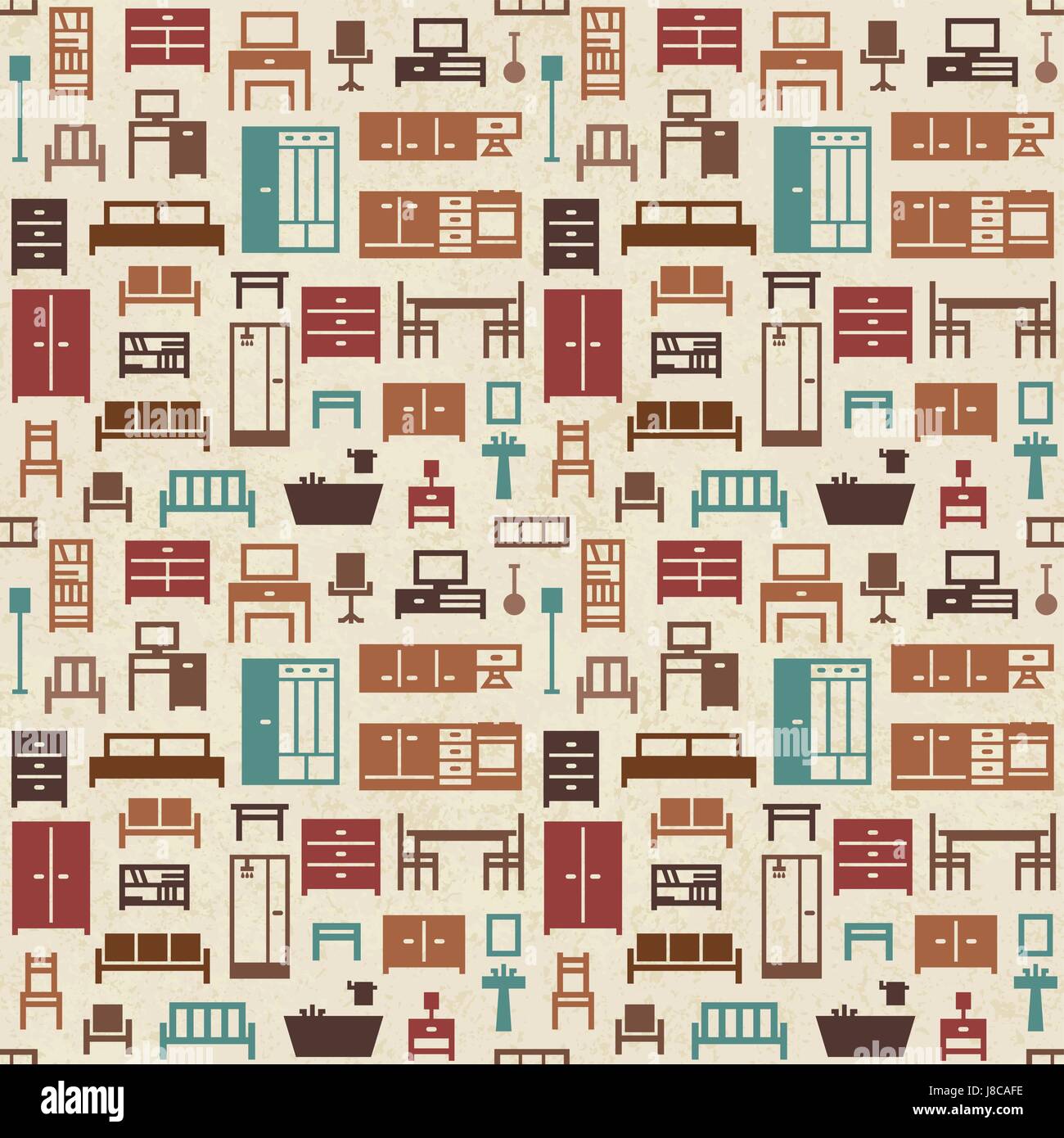 Vintage vector furniture seamless pattern background Stock Vector Image ...