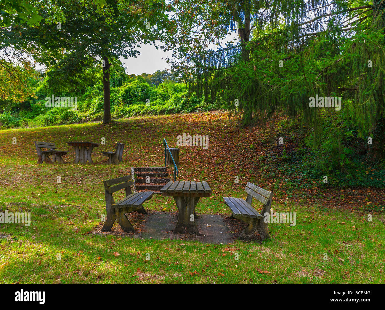 Charming corner for a picnic on an autumn day. German countryside Stock ...