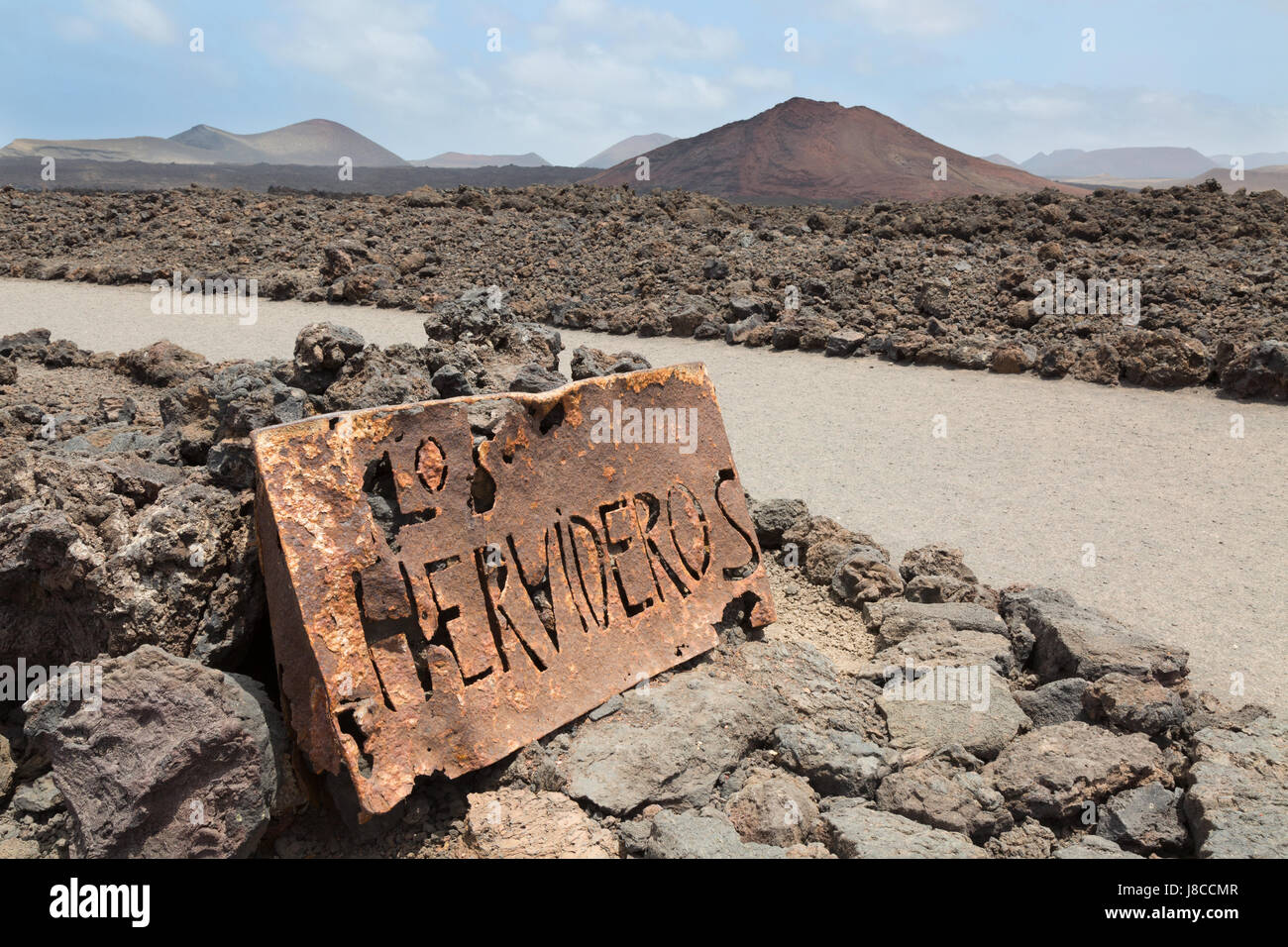 Lanzarote Los Hervideros - the sign at the entrance to the Volcanic ...