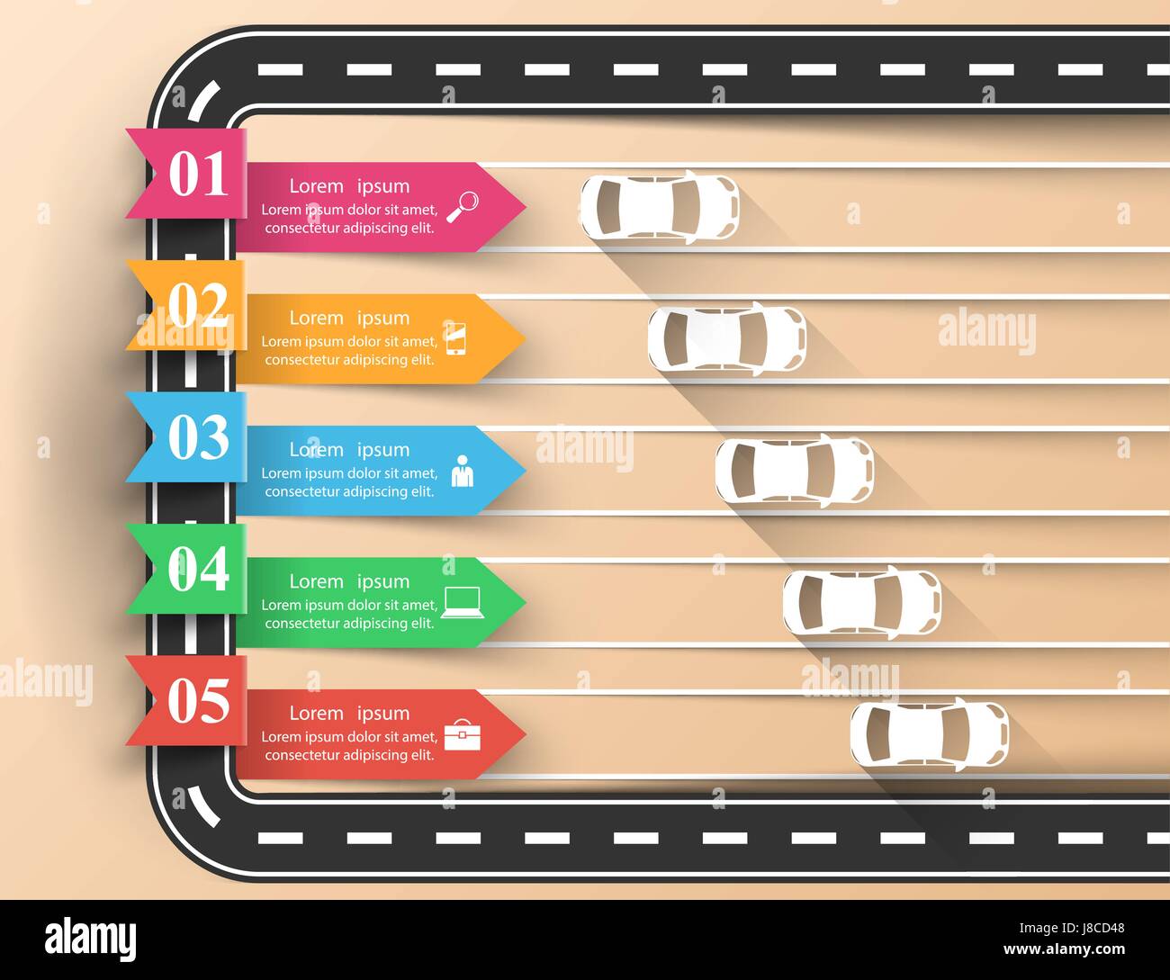 Road infographic design template and marketing icons. Car icon Stock ...