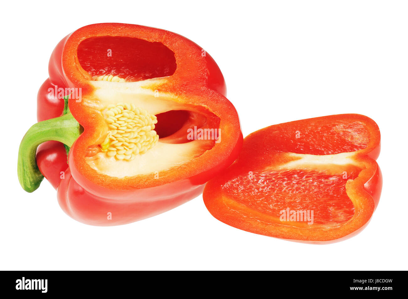 close, pepper, isolated, vegetable, bell, cut, up, on, organic, red ...