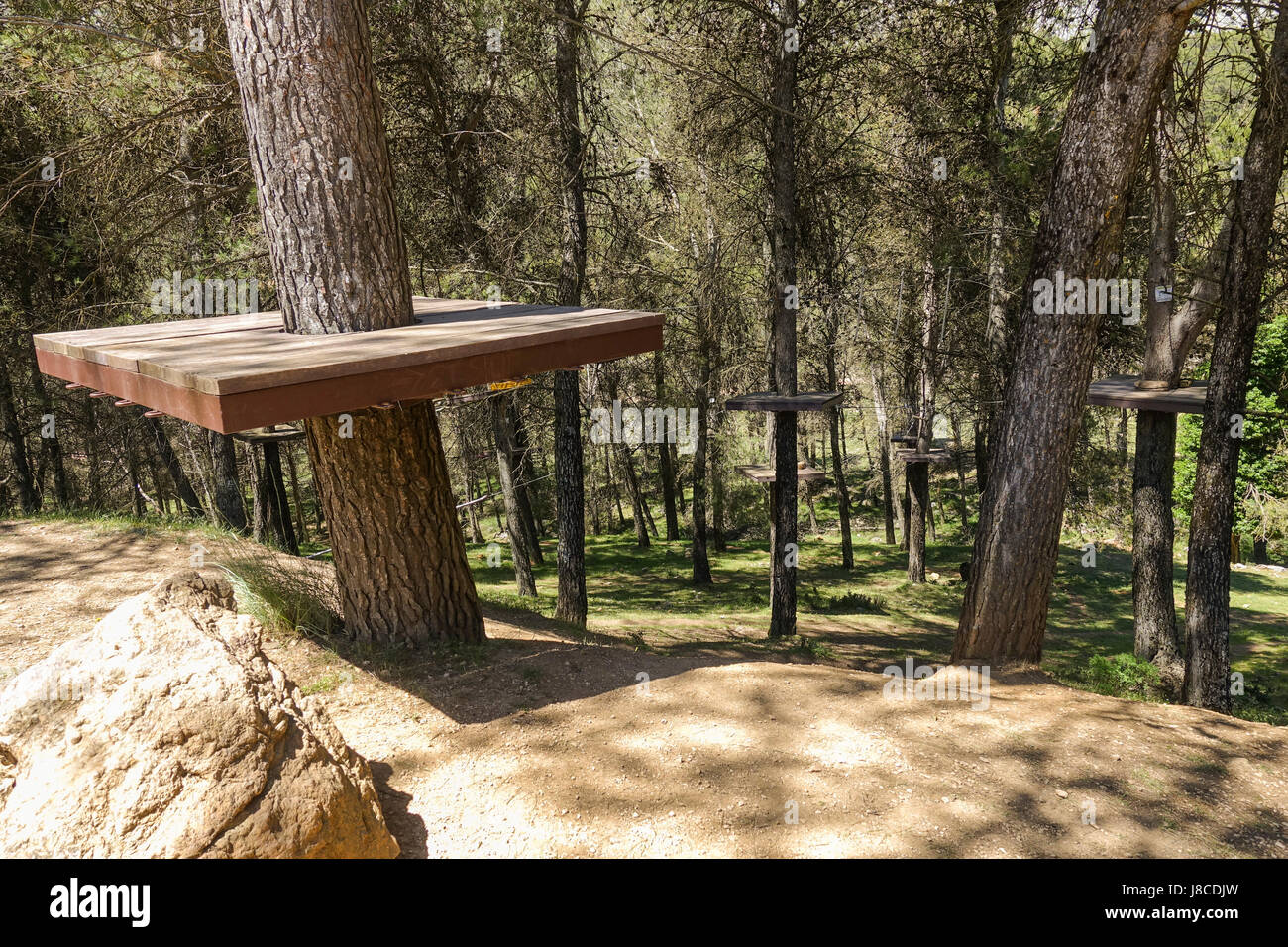 Wooden rope park platforms hi-res stock photography and images - Alamy