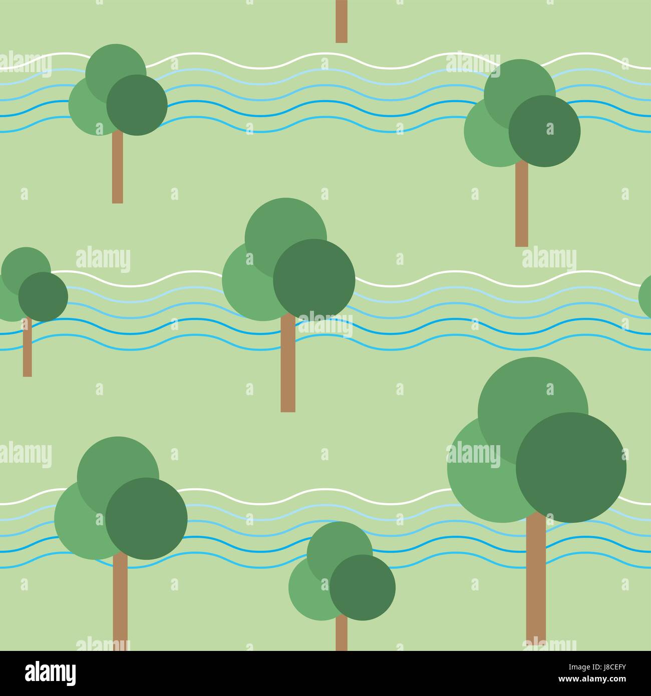 Trees and river vector seamless pattern background Stock Vector Image ...