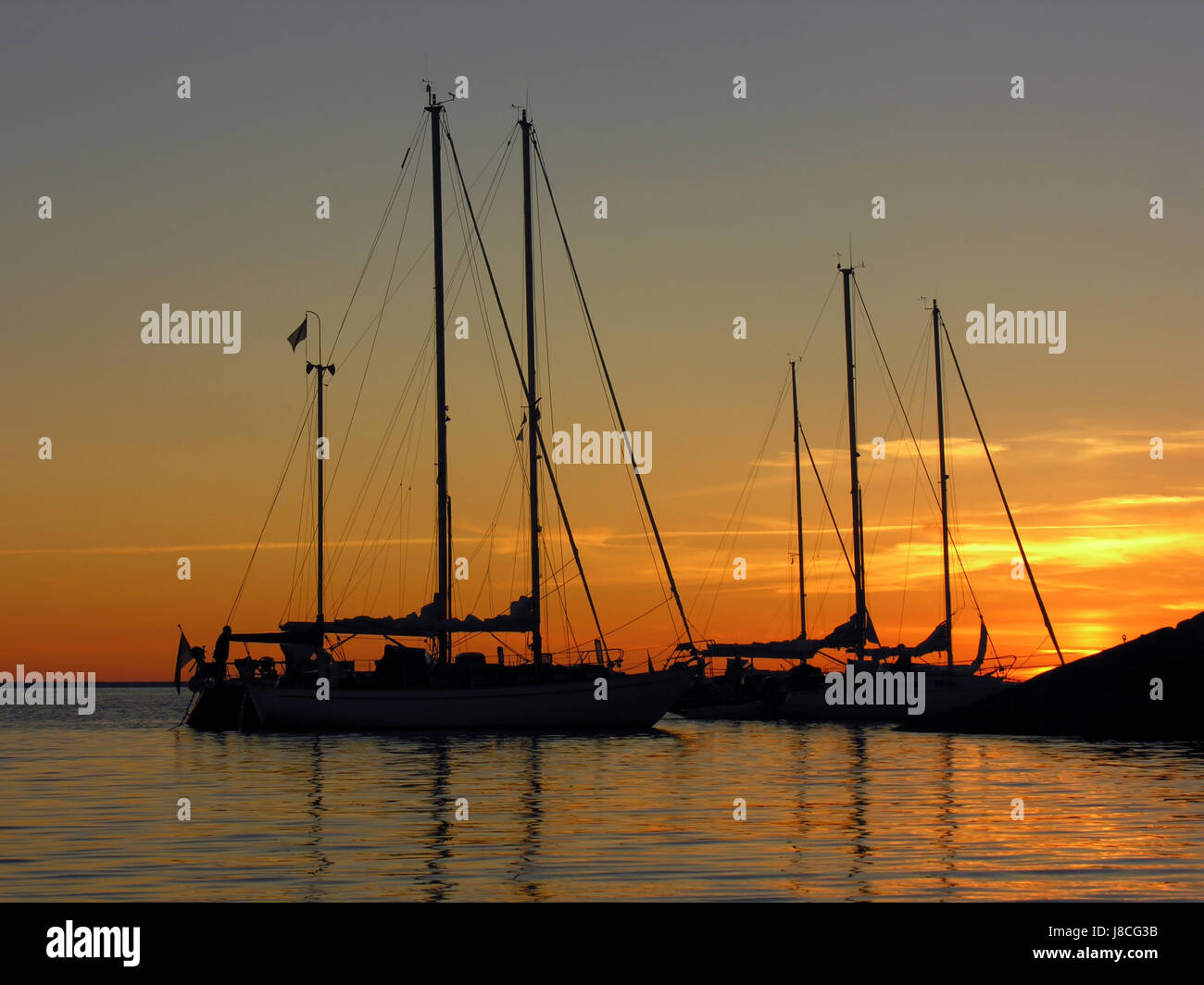 sunset, sailing boat, sailboat, sailing boats, sunset, romantic ...