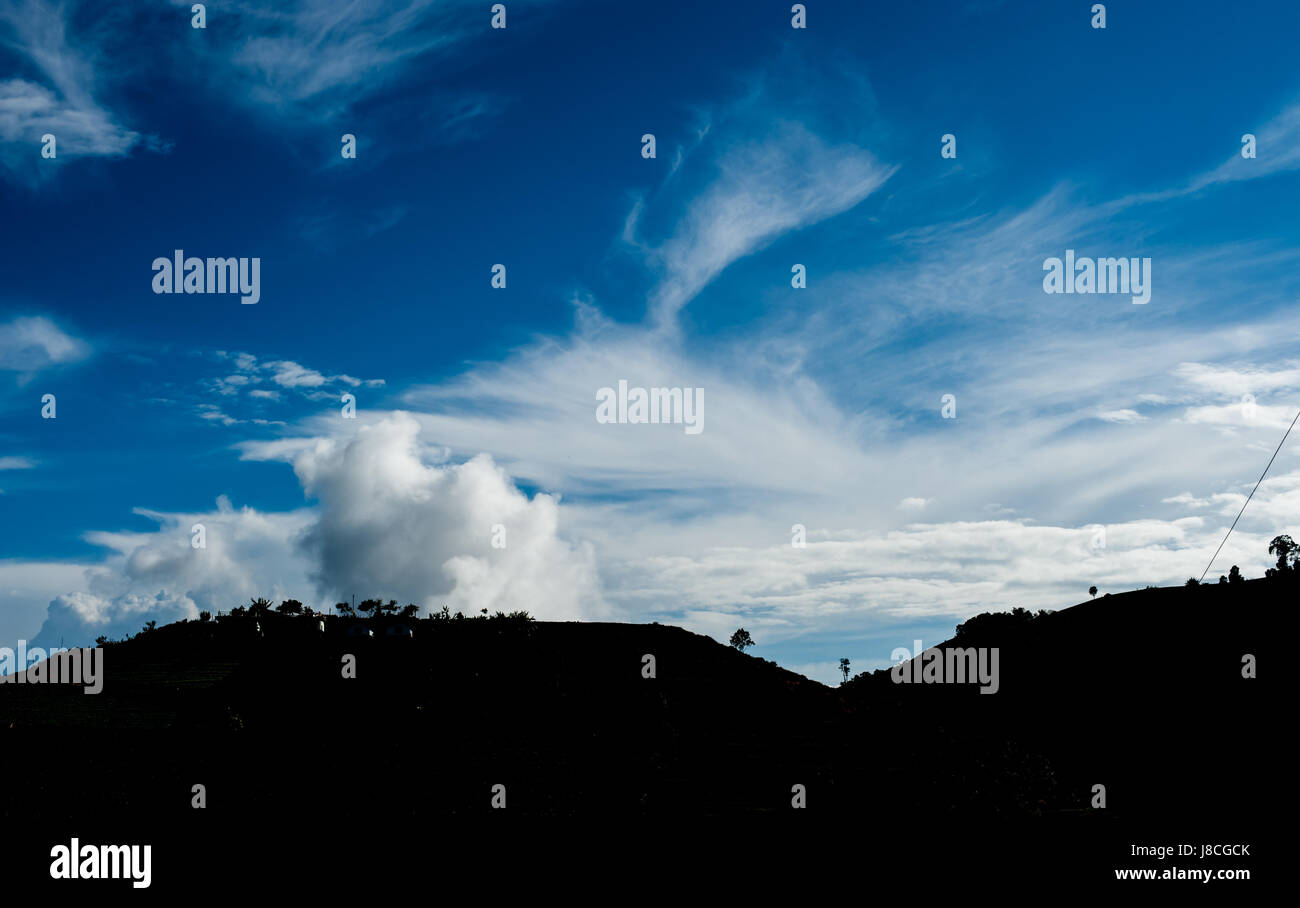 Beautiful blue sky and hill mountain at Mon Cham (Mon Jam), Chiangmai ...