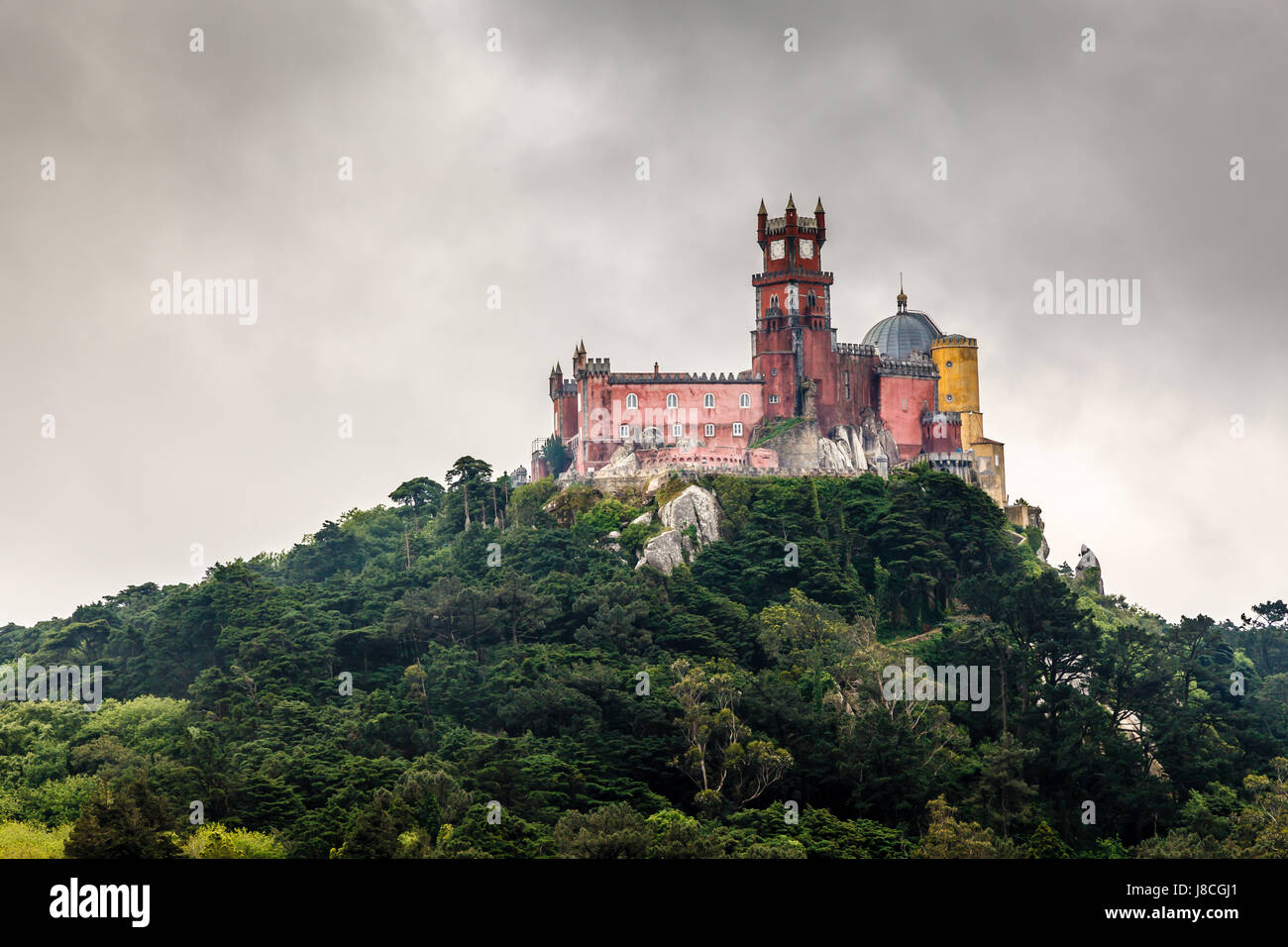 Pena Palace in Sintra near Lisbon in Rainy Weather, Portugal Stock ...