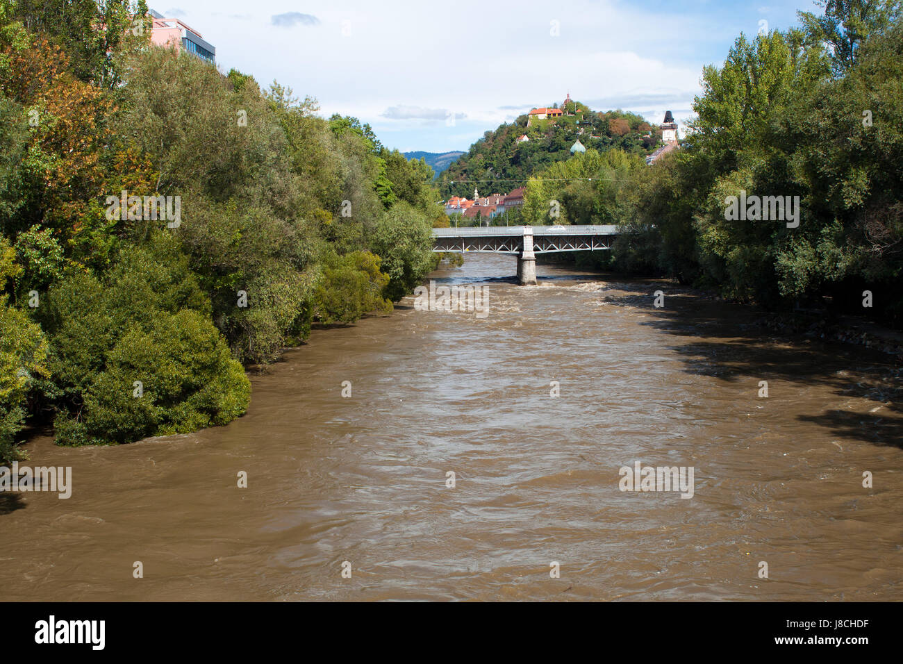 bridge, austrians, sights, styria, river, water, tree, trees, tourism ...